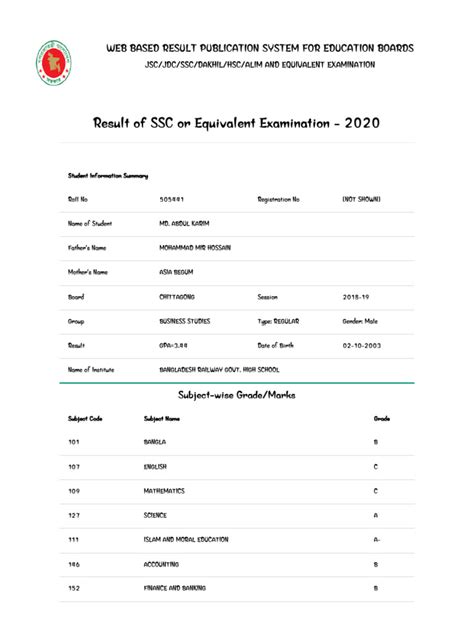 Web Based Result Publication System For Education Boards Pdf Bangladesh