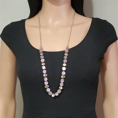 Talbots Jewelry Talbots Lavender Gold Bead Necklace Poshmark