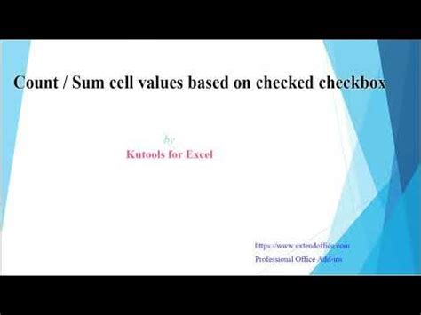Sum Count Checked Checkboxes In Excel - YouTube