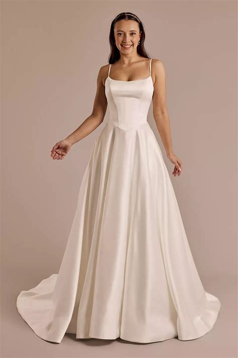 Spaghetti Strap Square Neck Ball Gown Davids Bridal