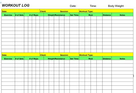 Useful Excel Workout Log Templates Word Excel Formats