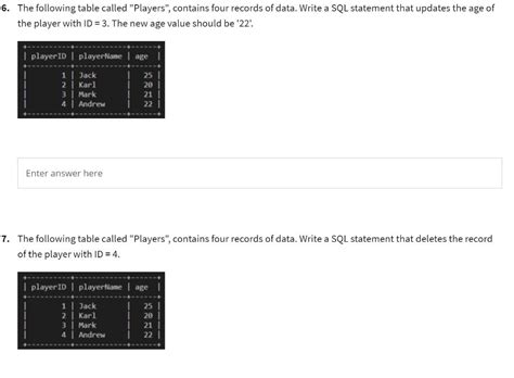 Solved The Following Table Called Players Contains Four