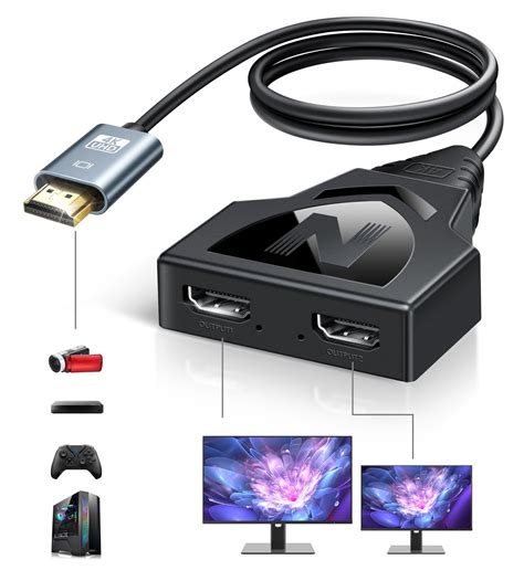 HDMI Splitter Adapter Cable K HDMI Splitter In Out One Male To Dual Female Support