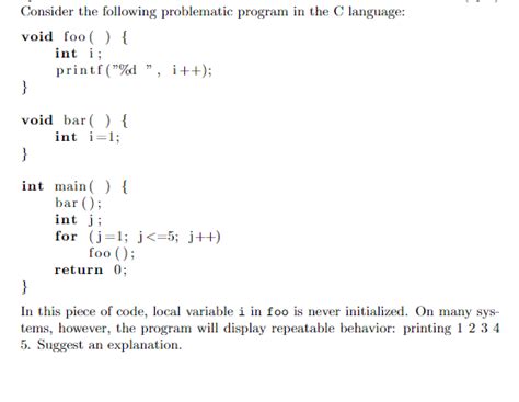 solved consider the following problematic program in the c