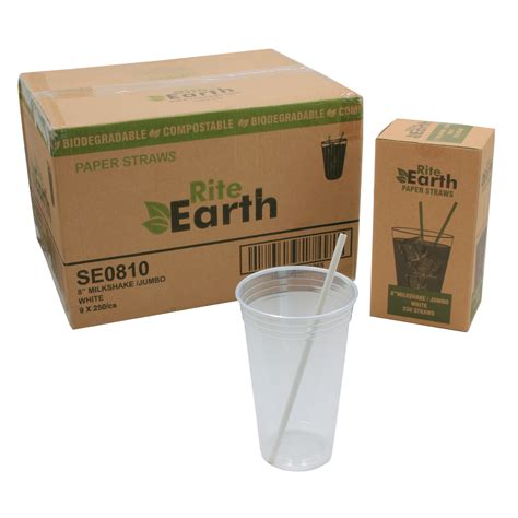 Riteearth 8 White Paper Jumbo Milkshake Straws Pack Of 250 9bxcs