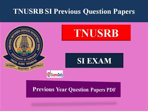 Tnusrb Si Previous Question Papers Download Pdf For Tamil Nadu Police Si Exam Paper