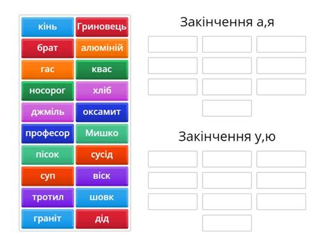 Родовий відмінок іменників чоловічого роду Group Sort