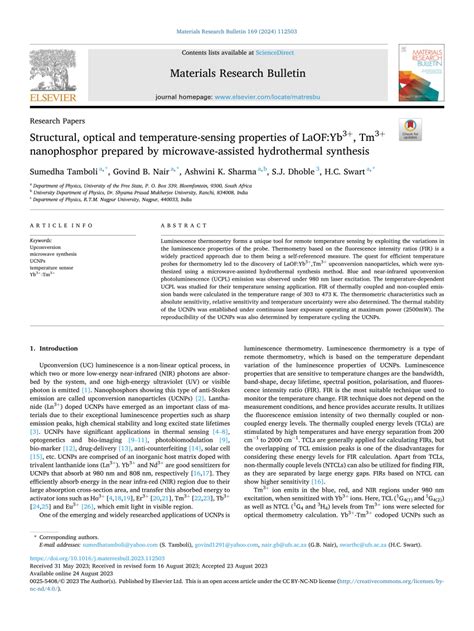 Pdf Structural Optical And Temperature Sensing Properties Of Laof