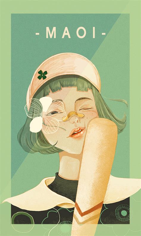 Гиф анимация Девочка в кепке с вращающимся цветком на лице By Maoi