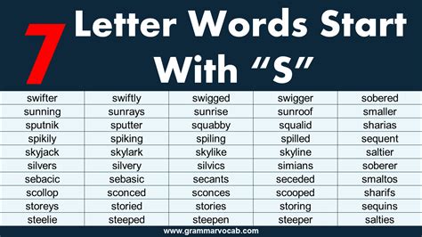 Seven Letter Words Starting With S Grammarvocab