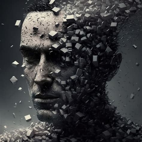 Premium Photo Disintegrating Man Tiny Disintegrating Tessellated Cubes