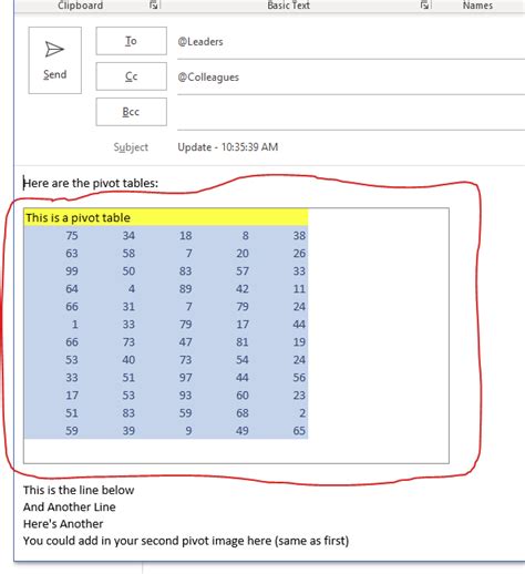Vba Copy Pivot Tables From Excel Into Outlook Email As An Image