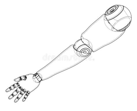 robot hand outline vector rendering of 3d stock vector illustration