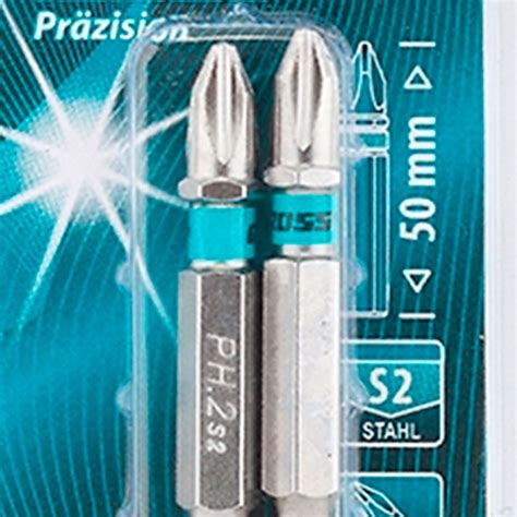 Jogo Bits Phillips Ph2 50mm Com Encaixe 14 Pol 2 Peças Gross 11357