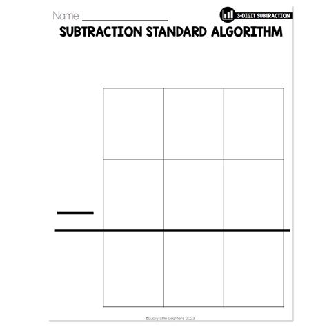3 Digit Subtraction Subtraction Standard Algorithm Lucky Little Learners