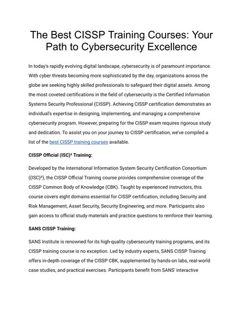 Ppt The Best Cissp Training Courses Your Path To Cybersecurity Excellence Powerpoint
