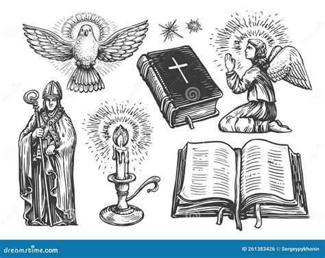 Praying Angel With Wings Holy Bible Book Lit Candle Flying Dove