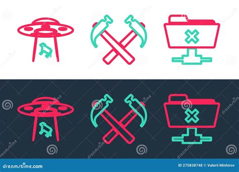 Set Ufo Abducts Cow Two Crossed Hammers Loading And Moon And Stars