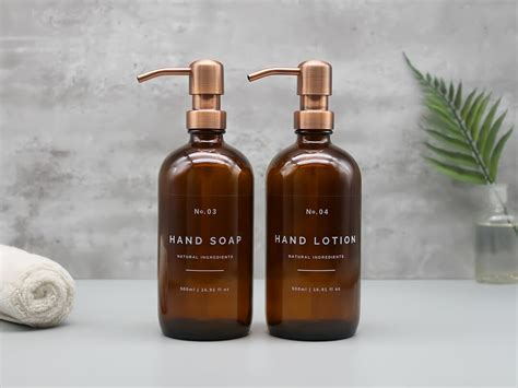 Refillable Amber Glass Soap Dispenser For Hand Wash Dish Soap Hand