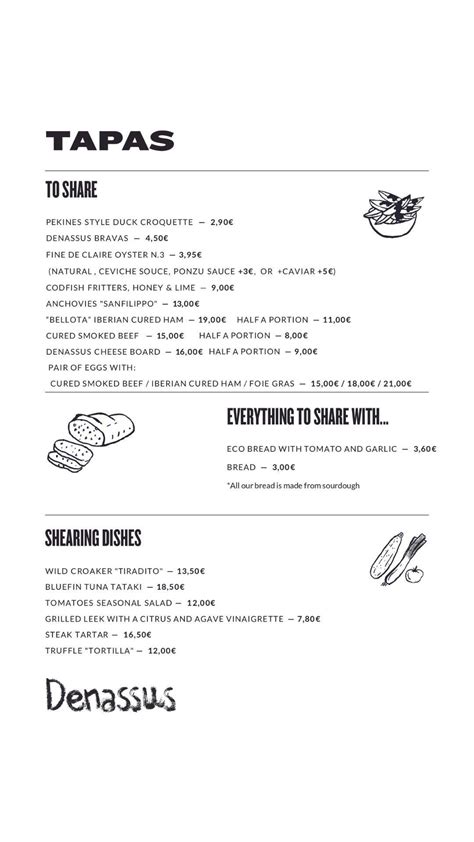 Carta Del Restaurante Denassus Barcelona