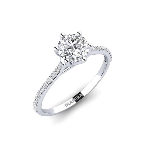 Buy Round Cut 14k White Gold Lab Grown Diamond Engagement Ring