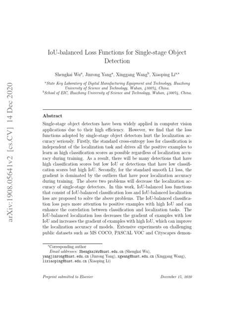 Iou Balanced Loss Functions Download Free Pdf Statistical
