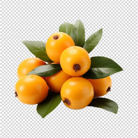 Premium Psd Fresh Loquat Fruit With Leaf Isolated On White Background