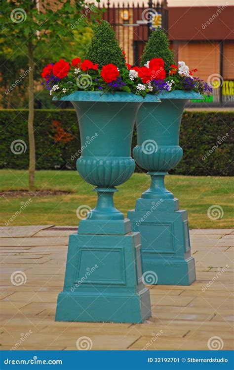 Two Big Classical Flower Pots Stock Image Image Of Floor Gardening