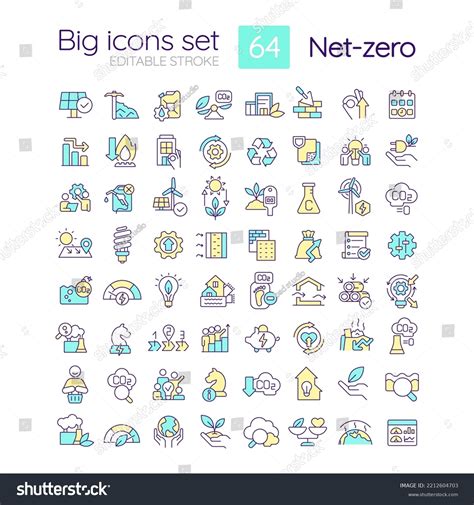 Net Zero Strategies Rgb Color Icons Stock Vector Royalty Free 2212604703 Shutterstock