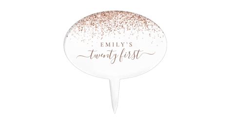 Rose Gold Glitter 21st Birthday Party Cake Topper Zazzle