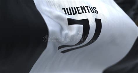 The Flag Of Juventus Football Club Waving Stock Footage Video Of