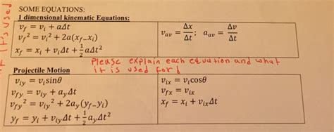 Kinematics Equations For Projectile Motion