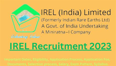 Irel Recruitment 2023 Important Dates Eligibility Salary