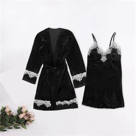Mrat Robes Pajamas Outfits With Pockets Ladies Gold Velvet Two Piece