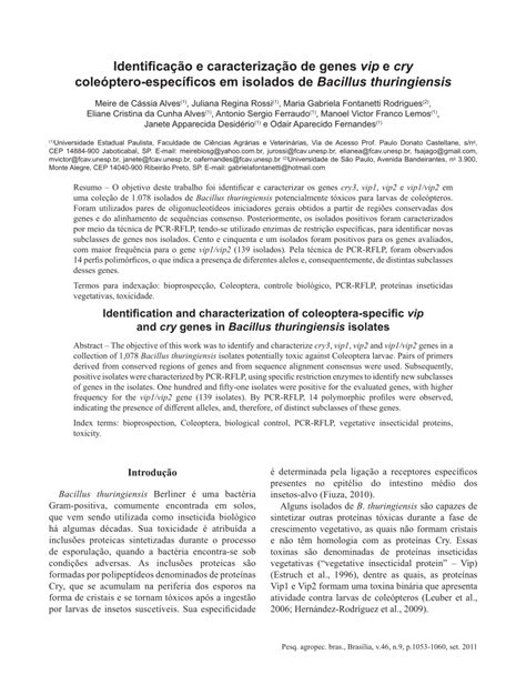 Pdf Identification And Characterization Of Coleoptera‑specific Vip