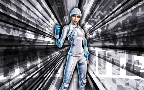 Herunterladen 4k Frost Squad Fortnite Hintergrund Mit Weißen Strahlen Frost Squad Skin