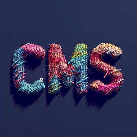 logo of three letters cms in knitted style stock illustration