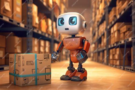 Premium Ai Image Robot Courier Scanning Barcode On Package Created