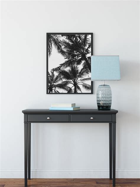 Palm Trees Print Printable Wall Art Black And White Photo Etsy Uk