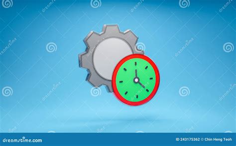Gear Clock Time Concept Design Time Management Clock Symbol 3d Icon In Blue Background 3d