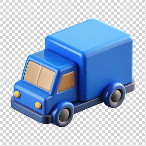 파란색 화물 배달 아이콘은 투명한 배경에 분리 된 3d입니다 프리미엄 Ai 생성 Psd