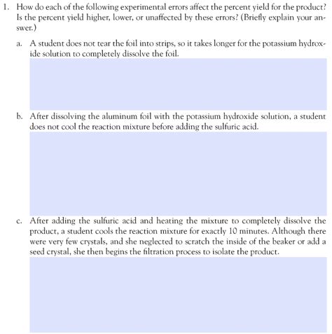 Solved 1 How Do Each Of The Following Experimental Errors