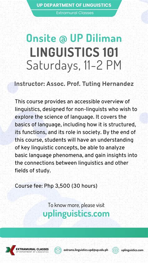 Extramural Classes Department Of Linguistics Here Are The Room