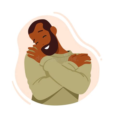 Male Character Self Embrace Solo Hug Act Of Self Love And Comfort