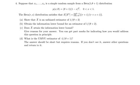 Solved Suppose That In Is A Simple Random Chegg