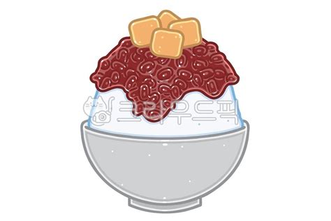 팥빙수 팥 단팥 빙수 여름 사진 이미지 일러스트 캘리그라피 Goodenbop작가