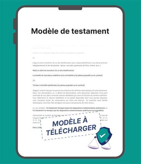 Testament Modèle Gratuit à Télécharger 2024