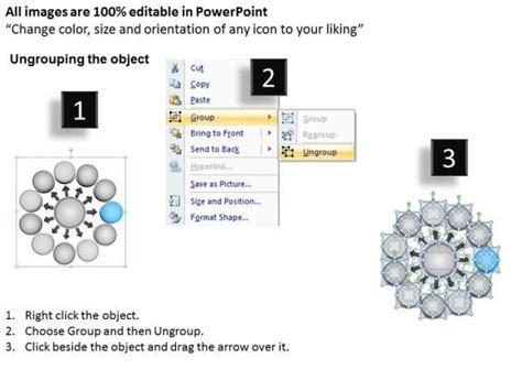 D Diverging Stages Of Single Process Circular Flow Arrow Chart PowerPoint Slides