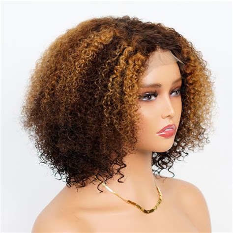 Highlight Short Curly Pixie Cut Human Hair Lace Wigs Supernova Hair