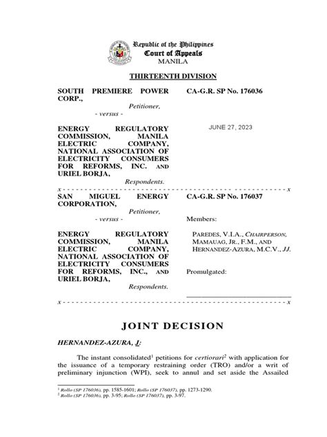 Sppc V Erc Decision Pdf Certiorari Injunction